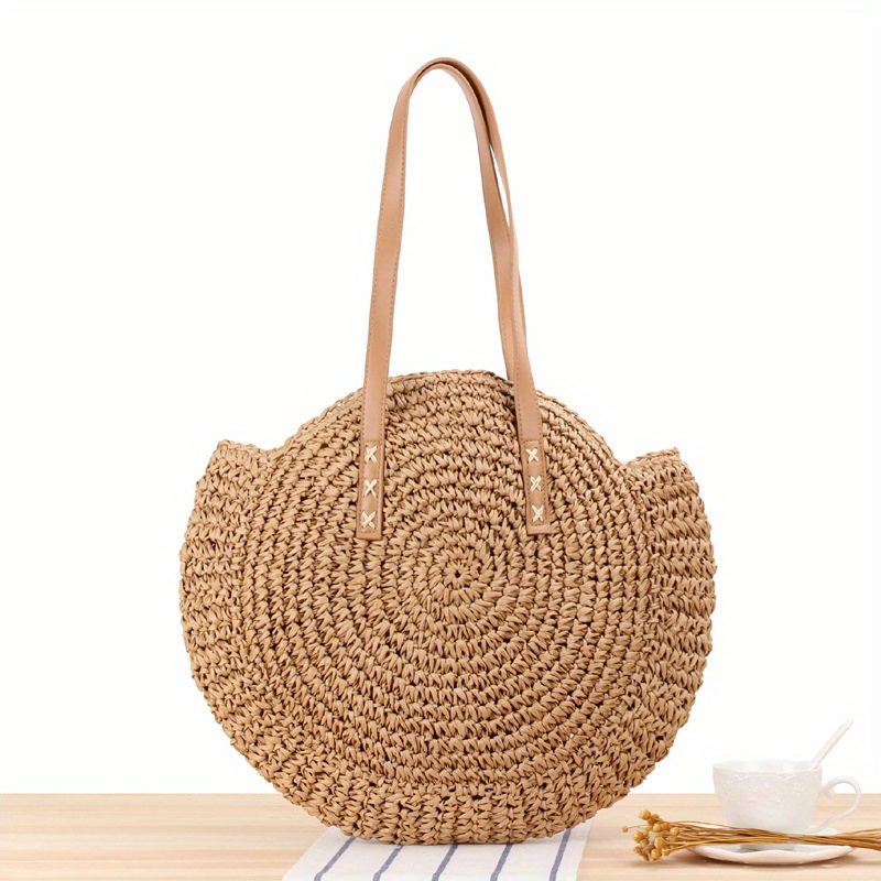 Minimalist Straw Shoulder Bag Large Capacity Woven Beach Bag - Temu Canada