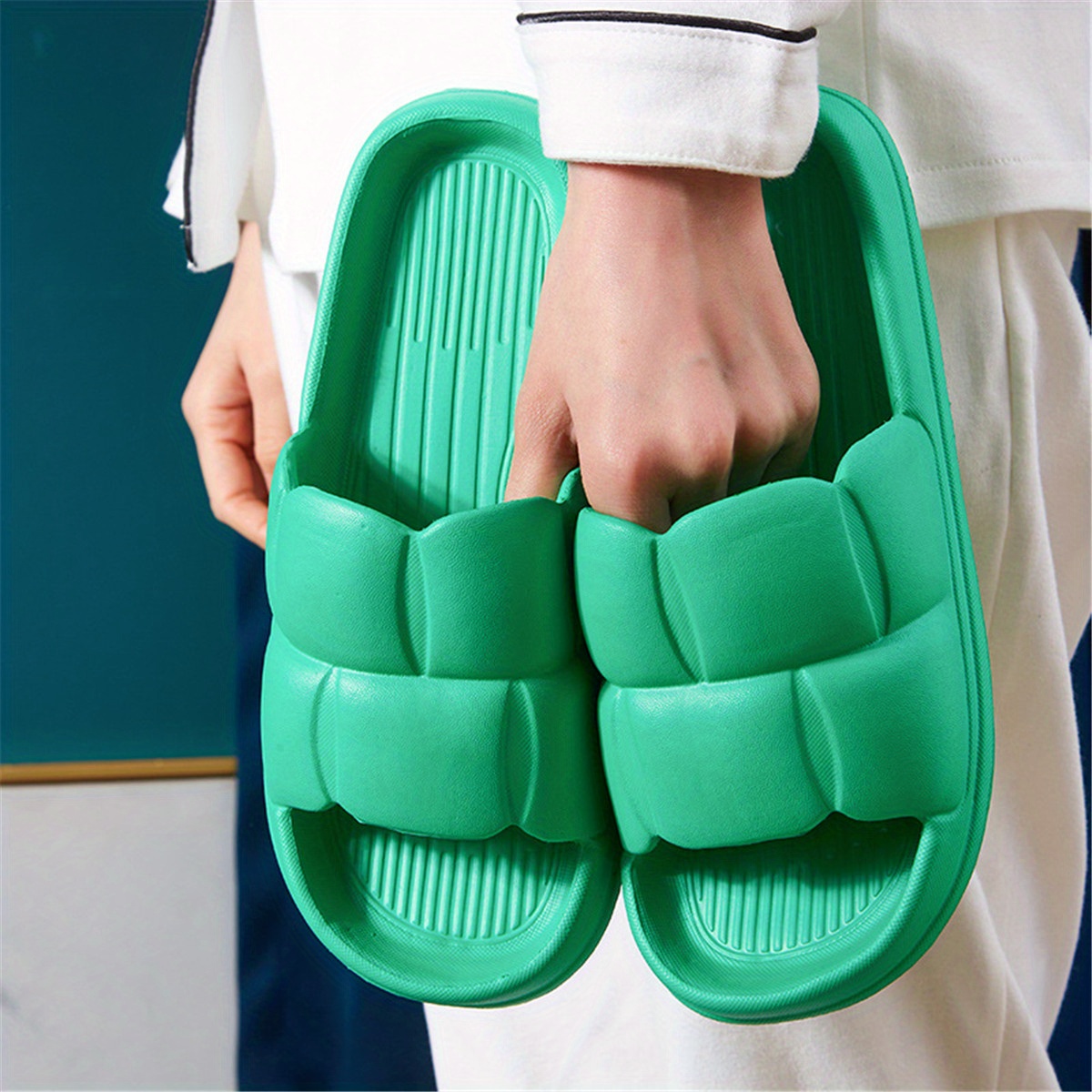 Women's Solid Color Slides Lightweight Open Toe Slip Shoes - Temu ...