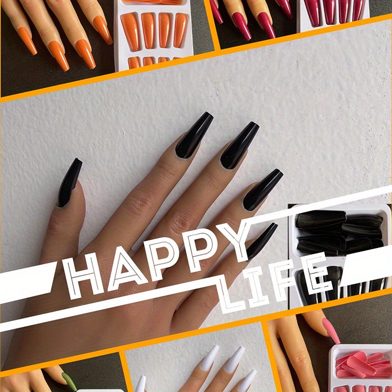 Elegant Long Coffin Nails Glossy Ballerina Press Nails - Temu United ...