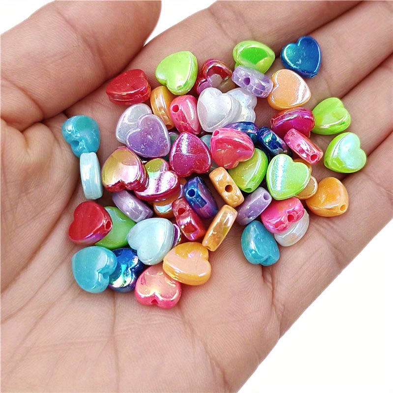 Ab Color Acrylic Beads Heart Loose Beads Diy Jewelry - Temu Norway