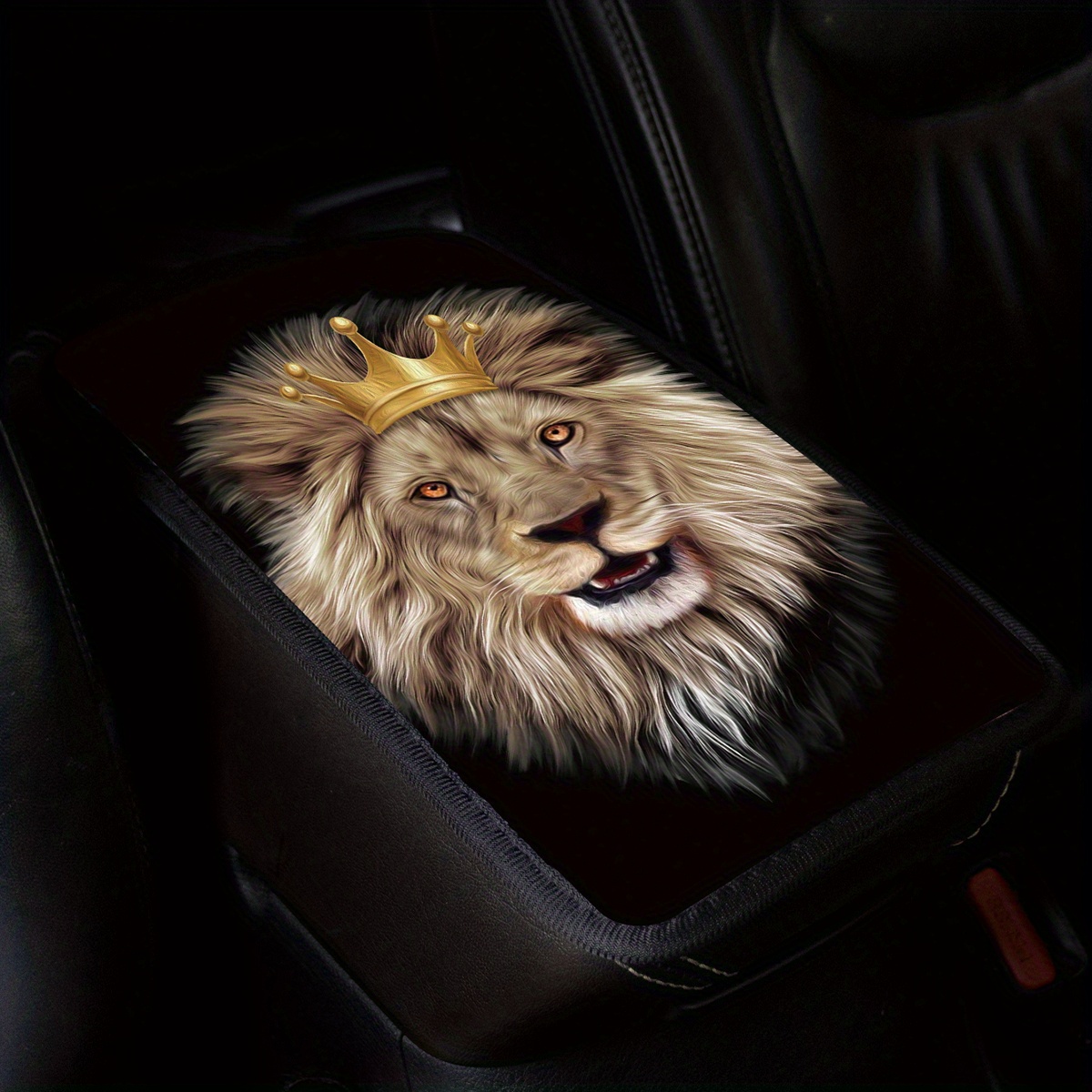 A Lion Head Print Car Armrest Mat - Temu