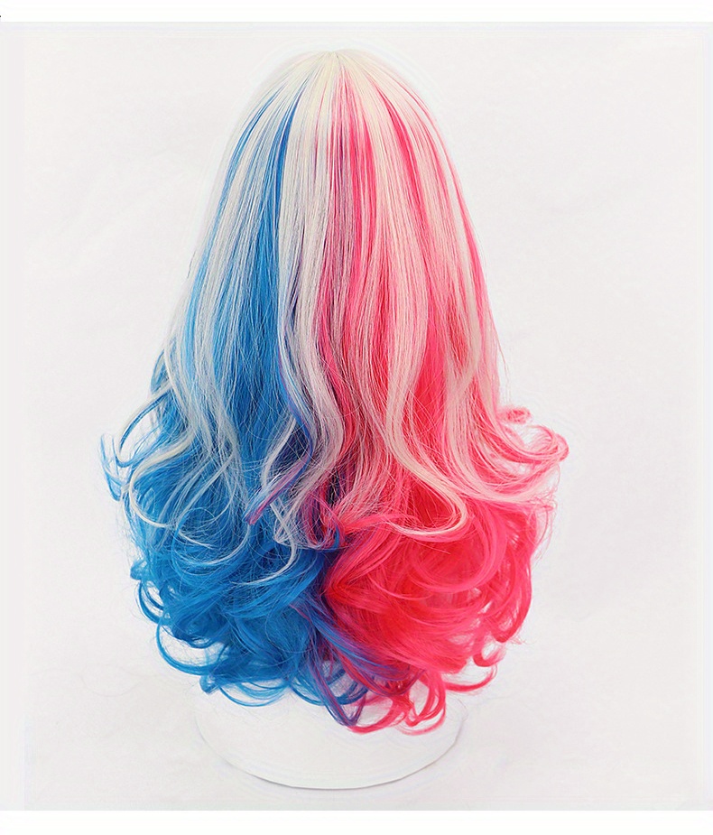 Blonde Red Blue Long Curly Wavy Hair Wigs Middle Part - Temu Canada