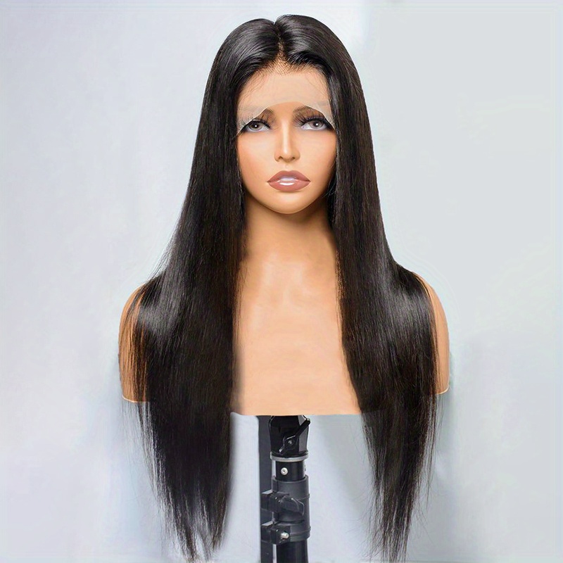 Long Straight Human Hair Wigs Transparent Lace Frontal Wig - Temu Portugal