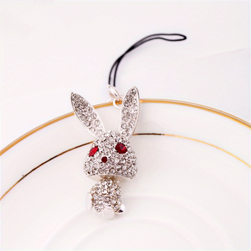 1 Piece Exquisite Rhinestones Cute Little Rabbit Mobile Phone Pendant ...