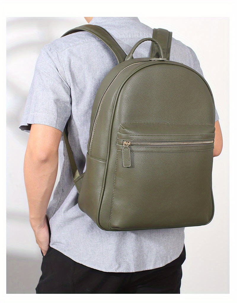 Large Capacity Pu Leather Backpack Outdoor Casual Backpack - Temu