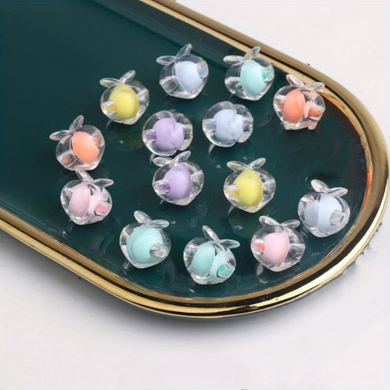 acrylic transparent straight hole lovely peach inner color - Temu New ...