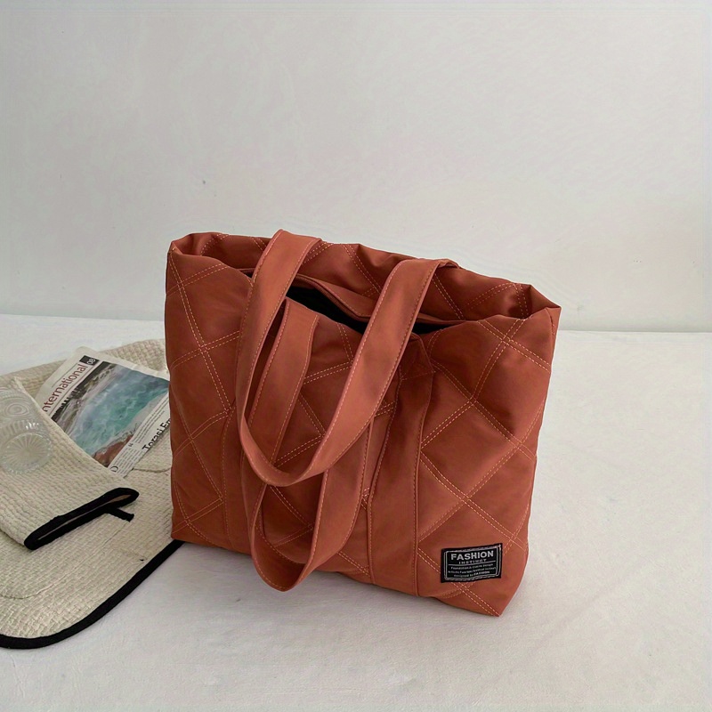 angle embroidery tote bag puffer nylon shoulder bag trendy - {region_name}