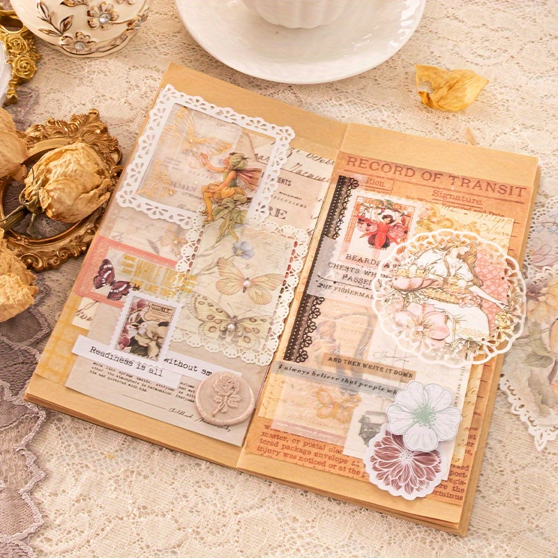 Vintage Lace Hollowed Inviscid Material Paper Set Diy Diary - Temu ...