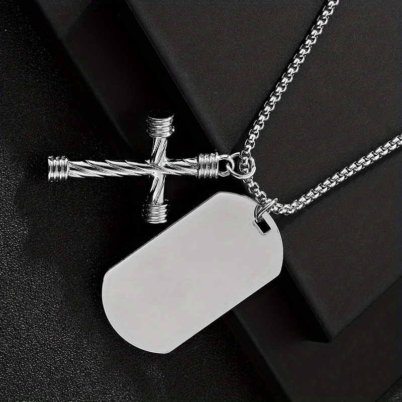 fashion men's hip hop style silvery large square cross - Temu