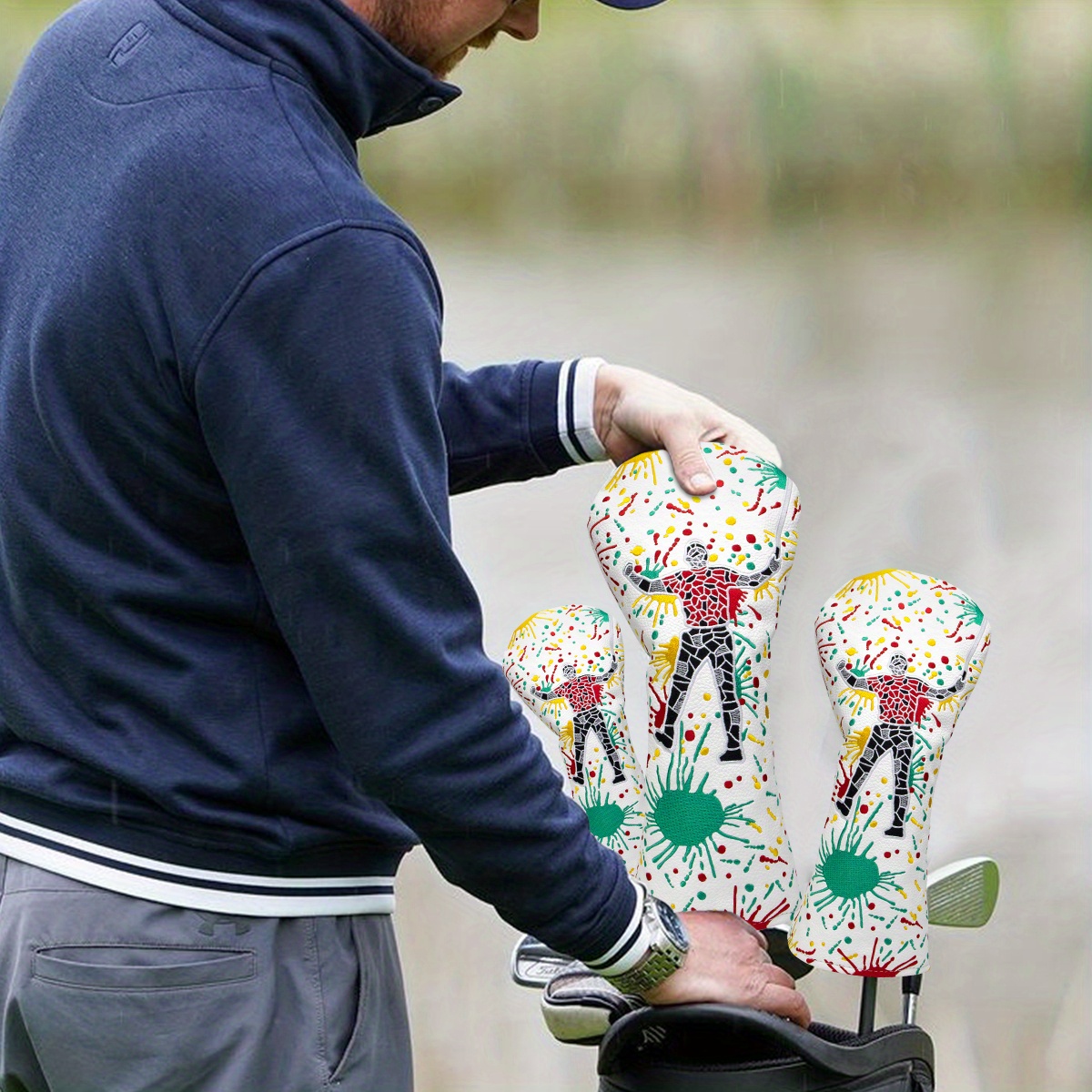 Abstract Art Style Golf Club Covers Complete Set Driver - Temu Australia