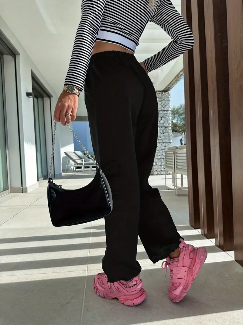 Flap Pockets Wide Leg Cargo Pants Y2k Pants For Spring And Summer Women