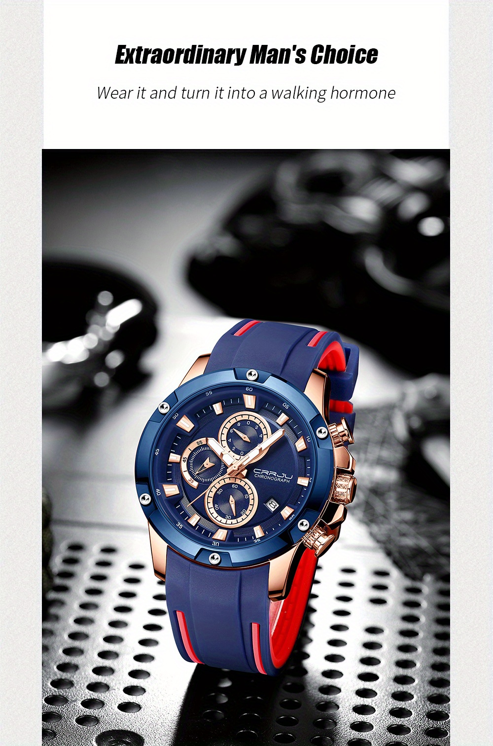 Sports Mens Watch Rubber Band Chronograph Waterproof | Temu Temu Canada
