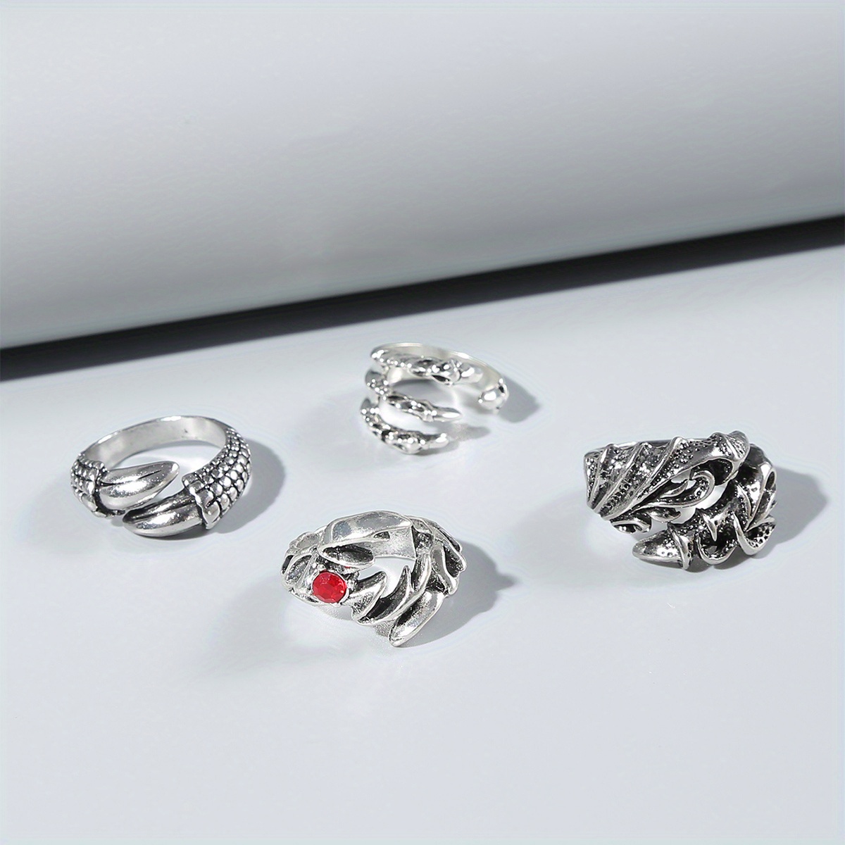 Men' Feather Skull Animal Ring Punk Jewelry Party - Temu Australia