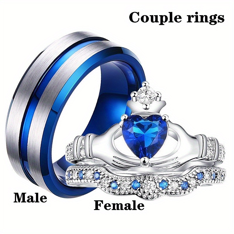 Romantic Heart Zircon Men's Rings Couple Rings - Temu New Zealand