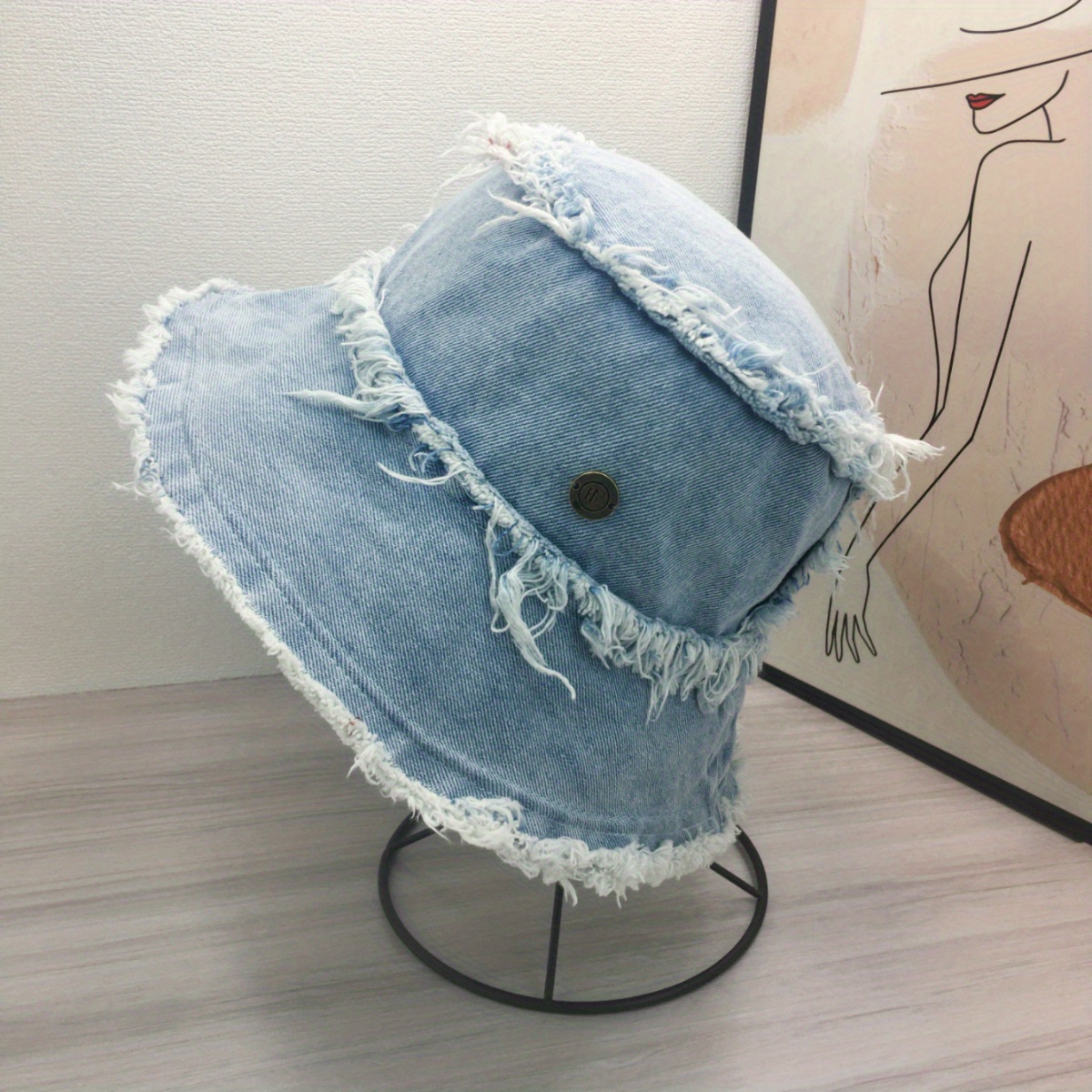 Washed Bucket Hat Blue Denim Reversible - Temu Australia