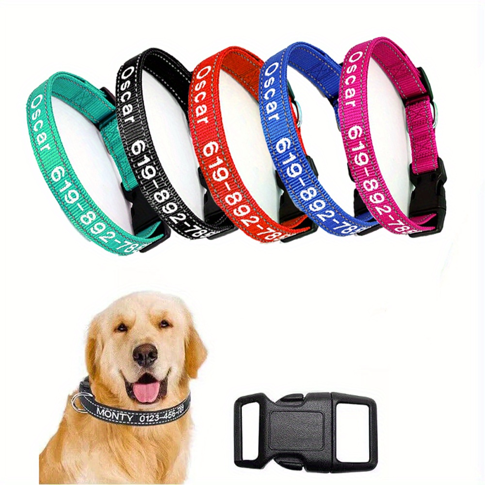Custom Nylon Dog Collars Embroidered Dog Name Phone Numbe - Temu United ...