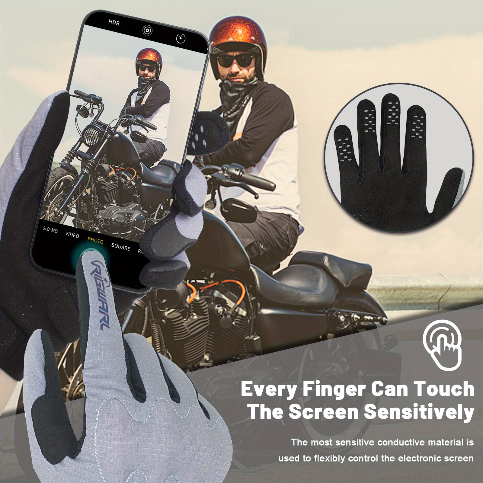Rigwarl Soft Shell Cycling Gloves Touch Screen Full Finger - Temu ...