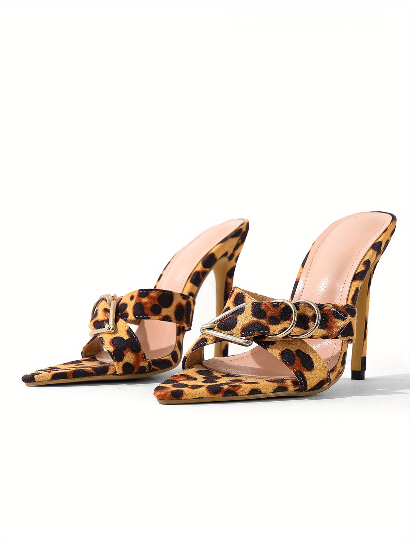 Women's Leopard Print Stiletto Heels Pointed Toe Slip High - Temu