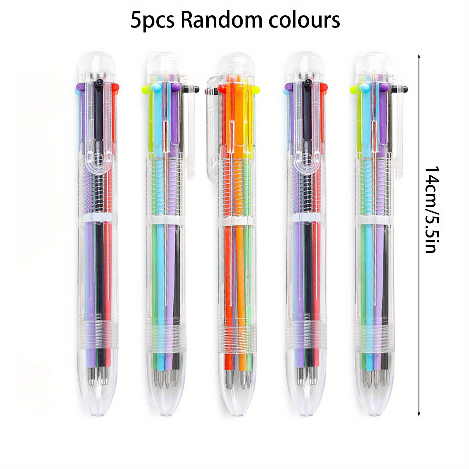 5pcs 6 Colours Ballpoint Pens Stationery Office Grease Pens Student ...