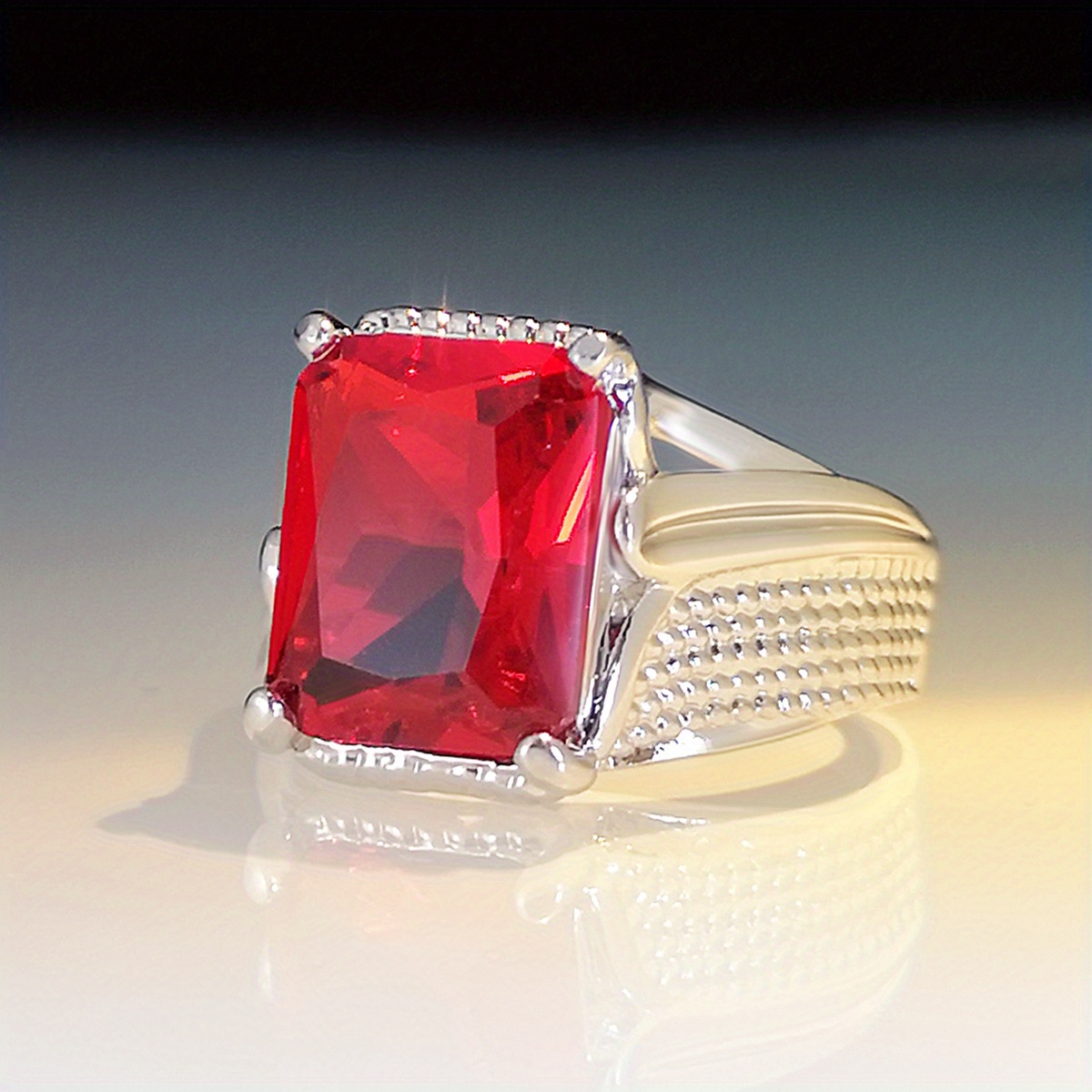 Inlaid Square Shape Shiny Zircon Finger Ring Personality - Temu Norway