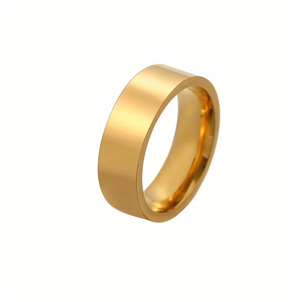 Stainless Steel Wide Simple Glossy Ring Titanium - Temu Australia