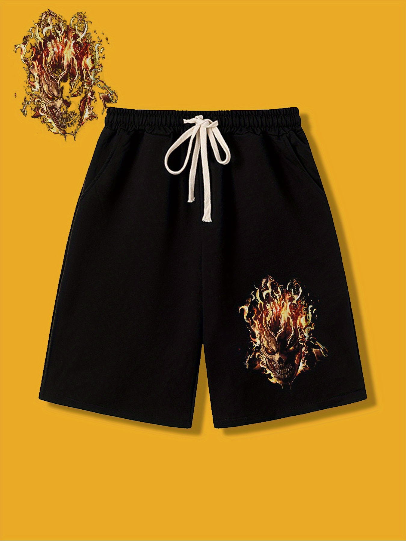 Men's Casual Elastic Drawstring Creative Versatile Skull - Temu Ireland