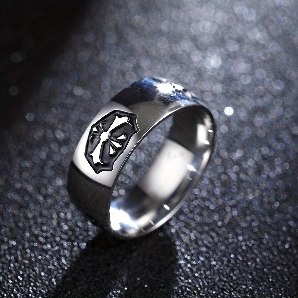 Classic Stainless Steel Ring Simple Cross Pattern Trendy - Temu New Zealand
