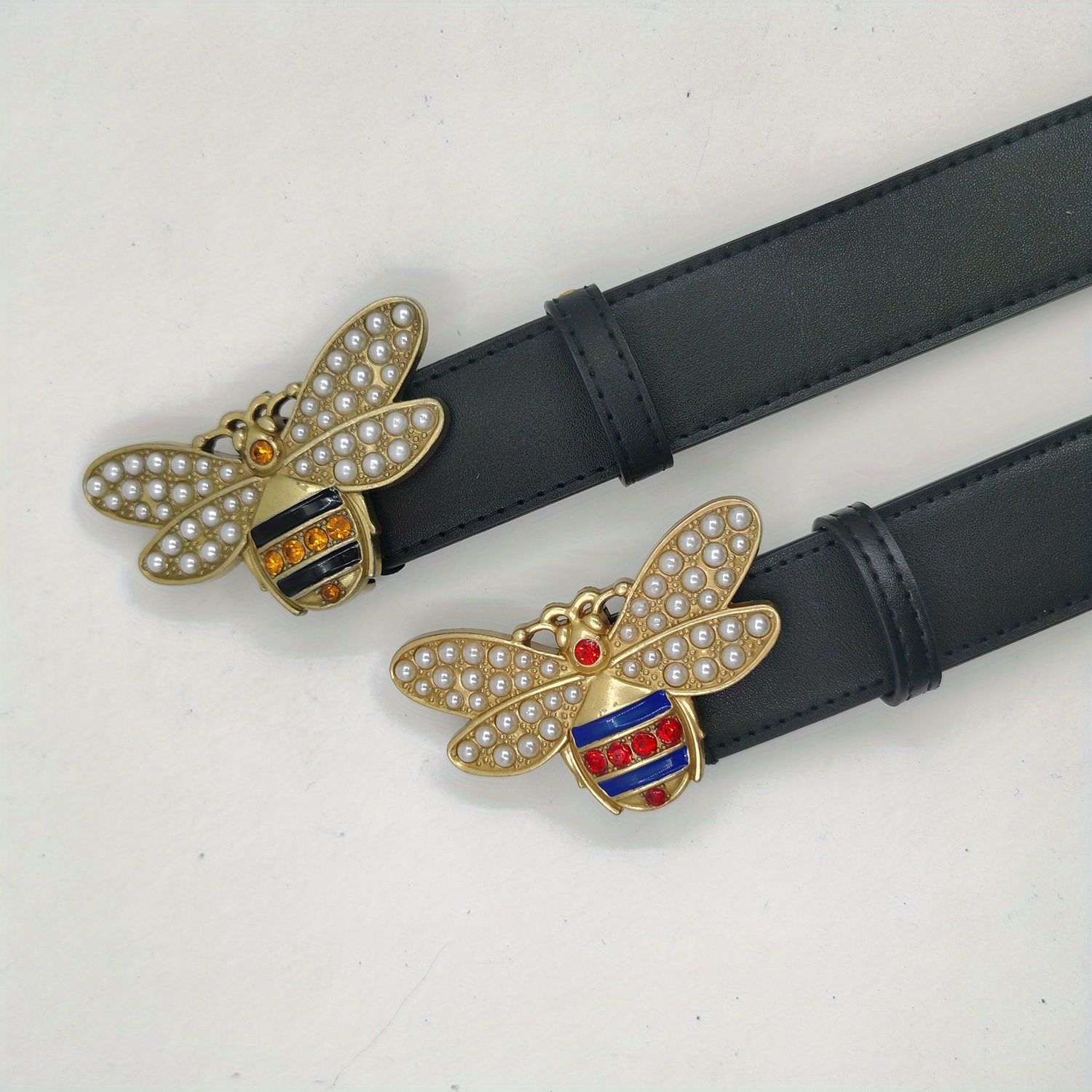 Mens Belts With Bee Buckles Inlaid Pearls And Colorful Lacquer Cool And ...