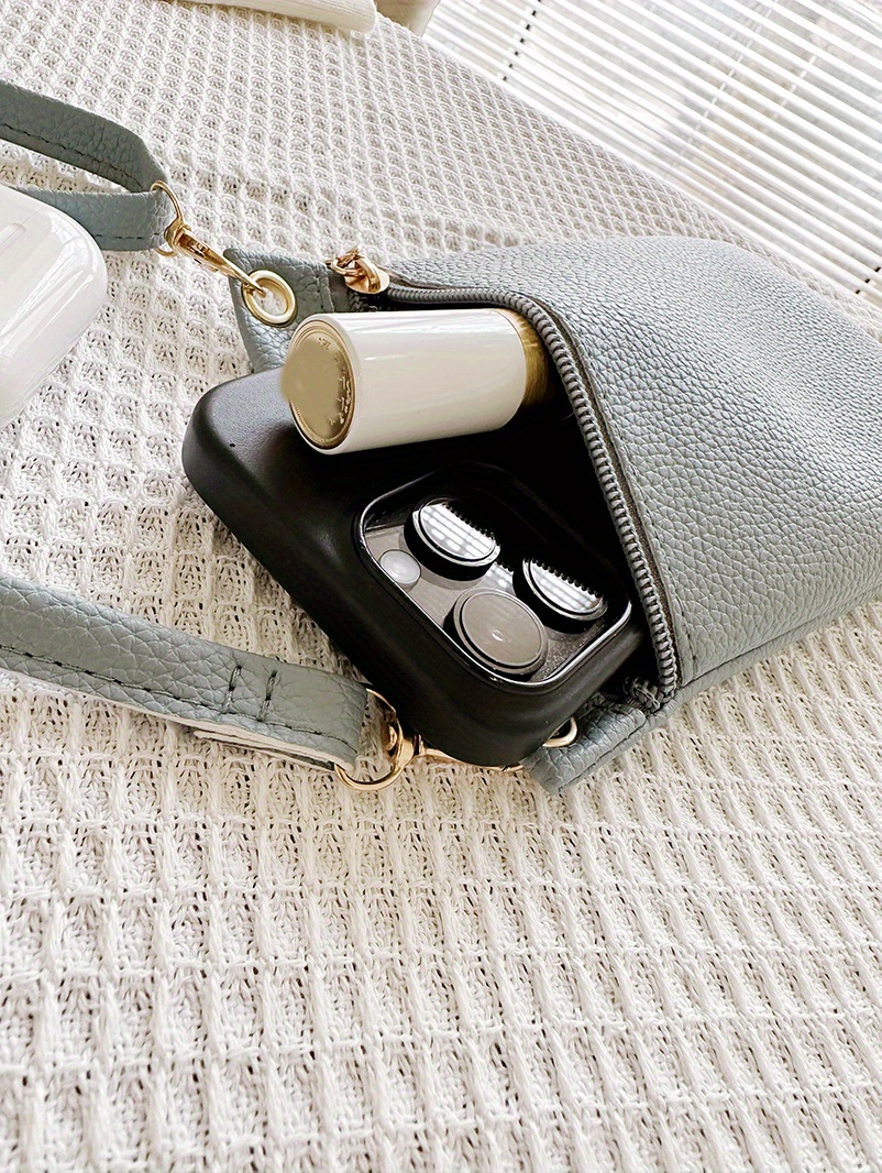 Lychee Pattern Zipper Shoulder Bag Mobile Phone Cash Key - Temu United ...