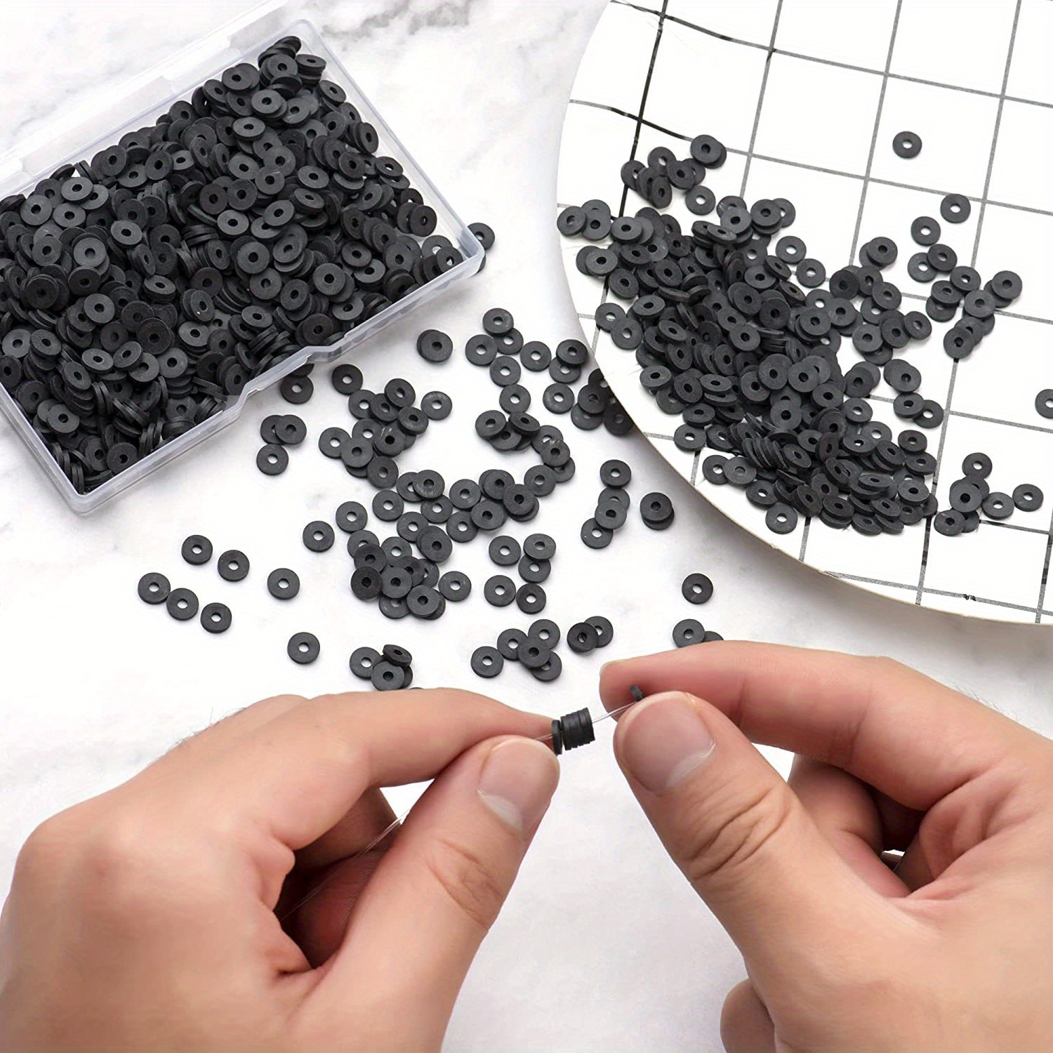 polymer clay beads heishi beads flat round spacer beads - Temu