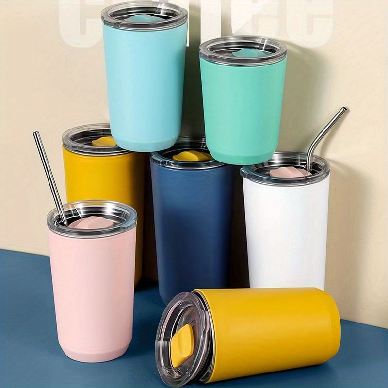Insulated Tumblers With Lids And Straws, Stainless Steel Travel Coffee ...