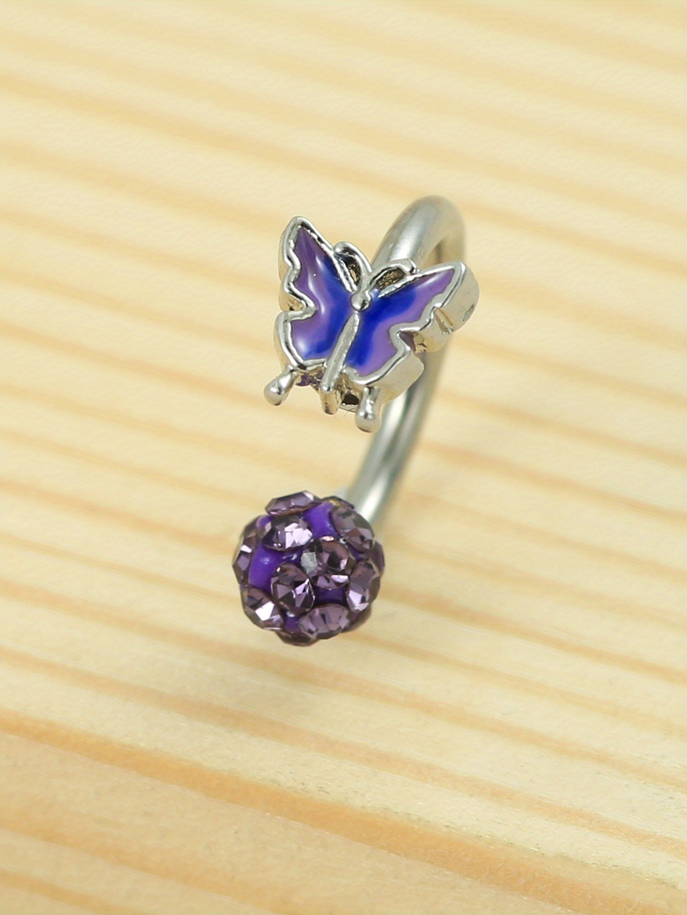 Women's Purple Butterfly Lip Ring Titanium Steel - Temu