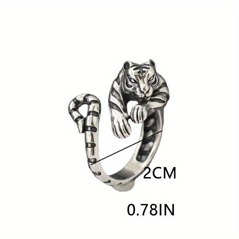 Adjustable Open Ring Male Vintage Silver Animal - Temu Australia
