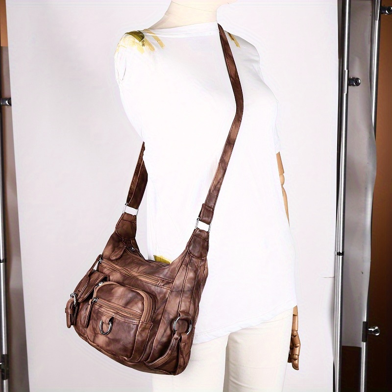 Vintage Ombre Crossbody Bag Fashion Pu Leather Shoulder Bag - Temu Canada