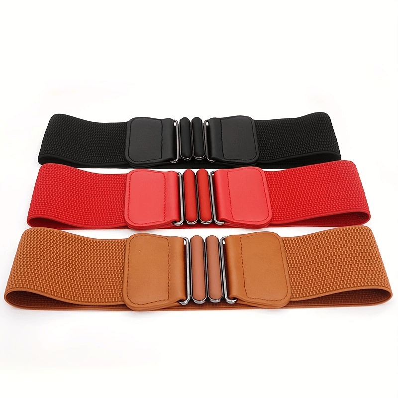 Simple Wide Belts Classic Solid Color Elastic - Temu