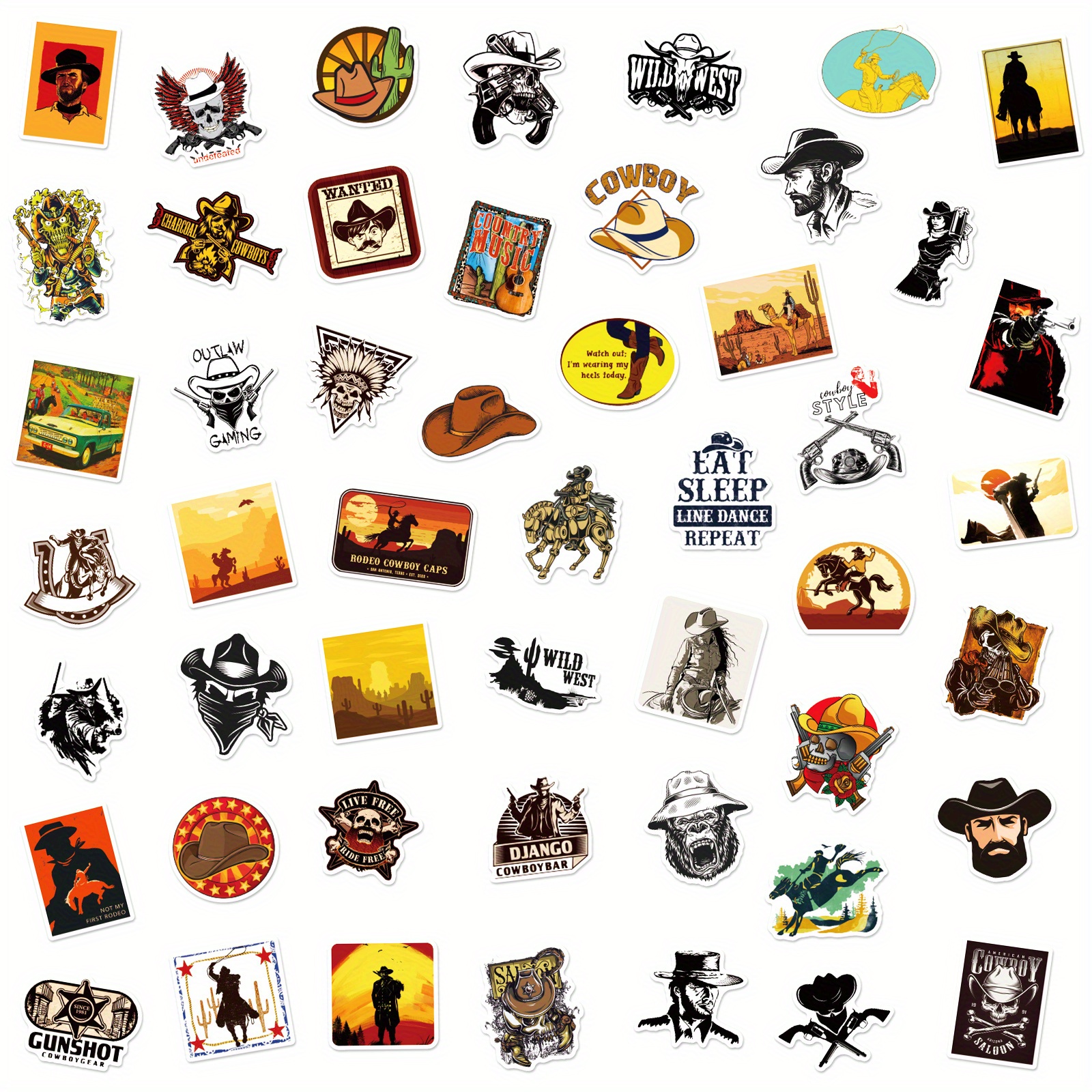 100 Western Elements Series Stickers New Western Cowboy - Temu
