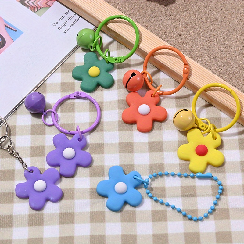 colorful small flower bell decoration charm keychain keyring - Temu ...