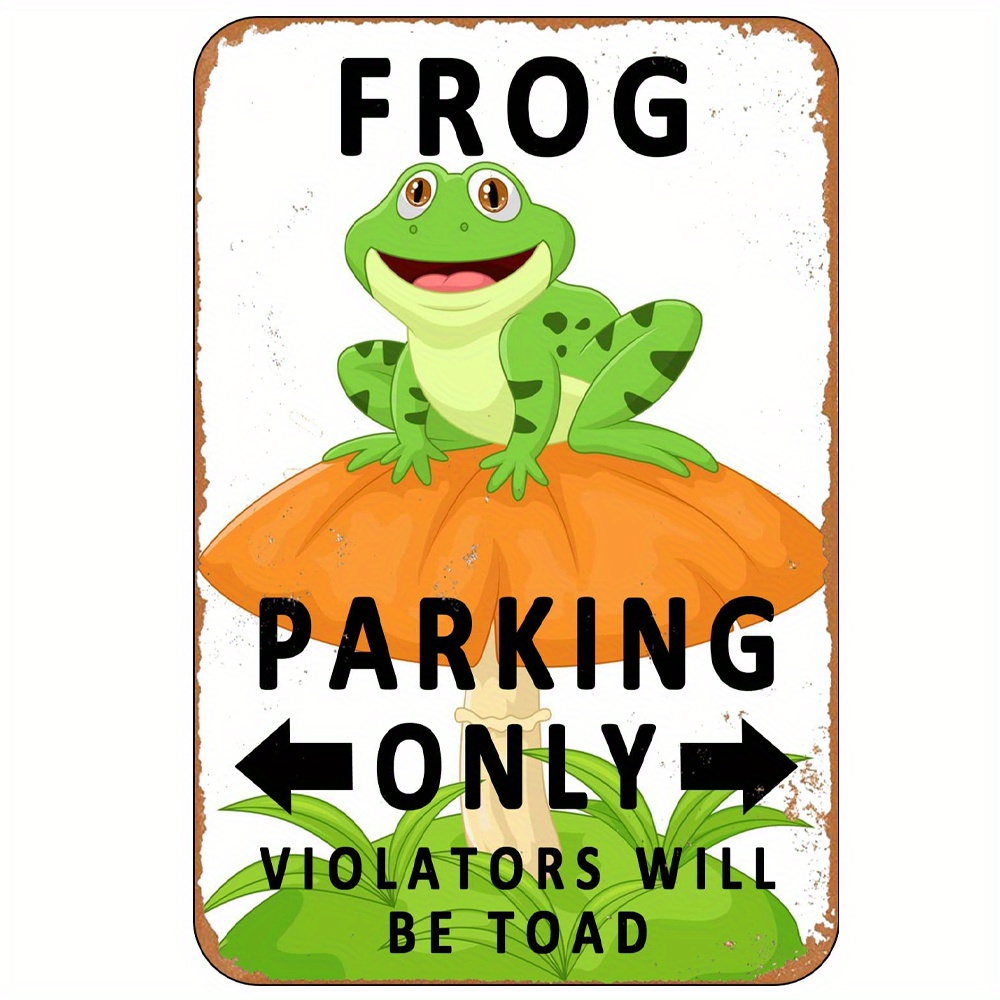 retro tin sign frog parking metal sign plaque home - {region_name}