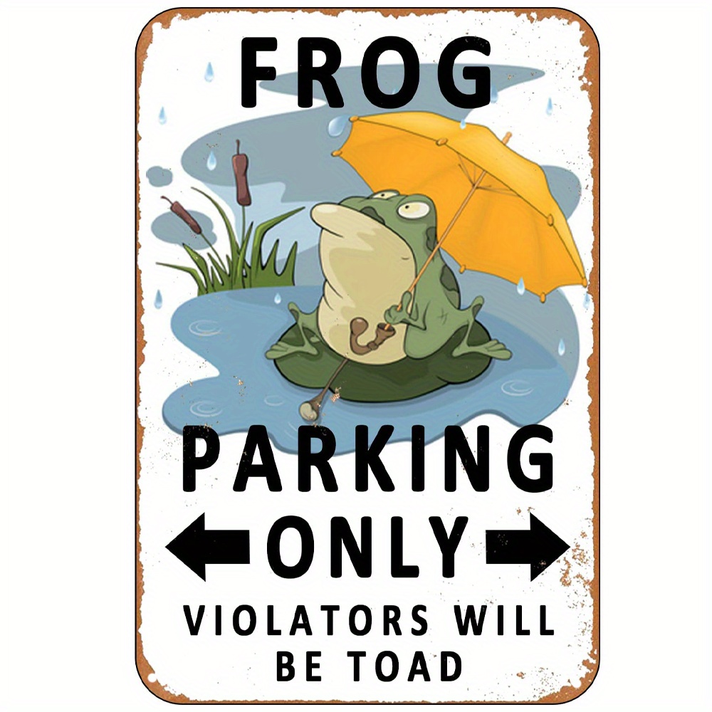 retro tin sign frog parking metal sign plaque home - {region_name}