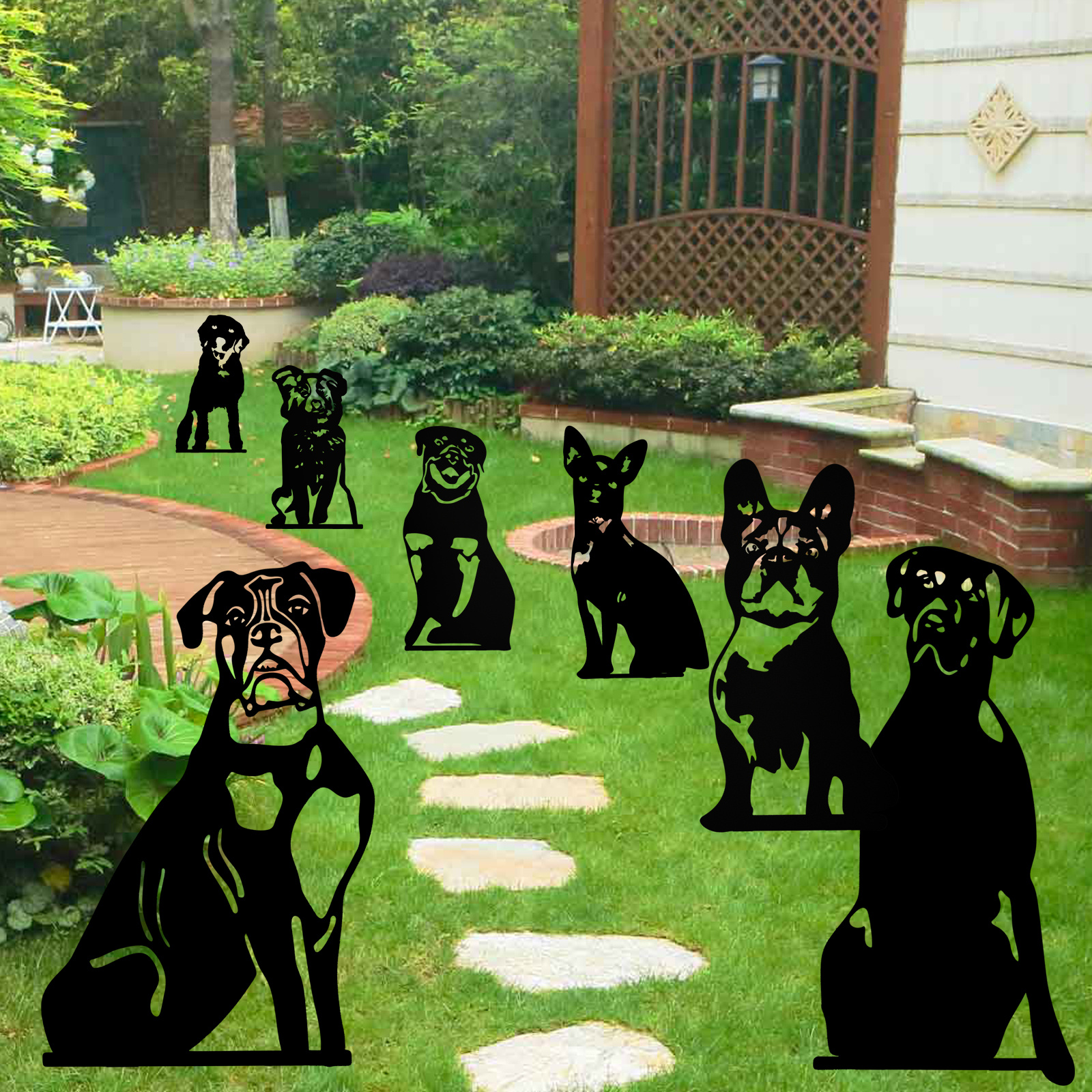 Metal Garden Decoration Dog Statue Silhouette - Temu