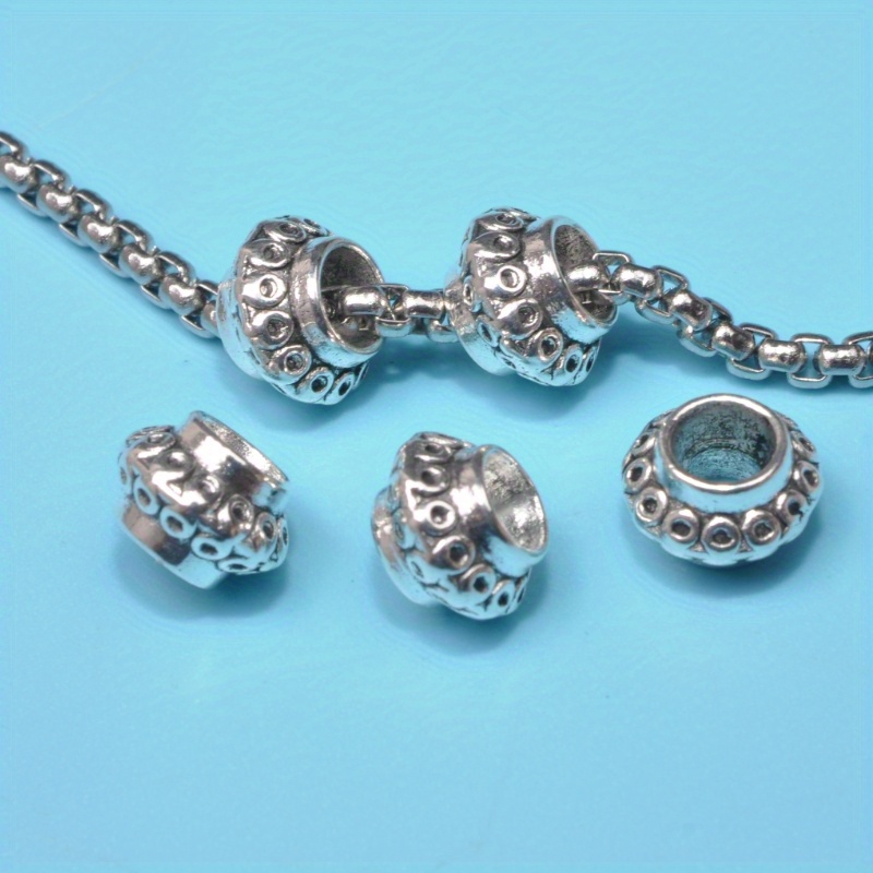 Silvery Bead Spacer Beads Alloy Large Hole Beads Hole Hand - Temu