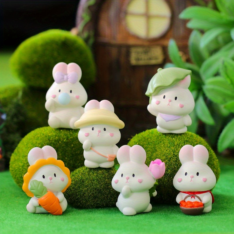 1pc Cute Cartoon Rabbit Ornament Resin Crafts Ornaments Cute Decor ...