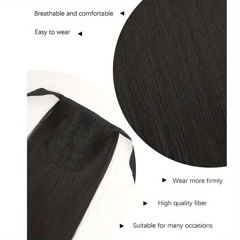 Long Synthetic Straight Ponytail Extensions Clip In Wrap - Temu Australia