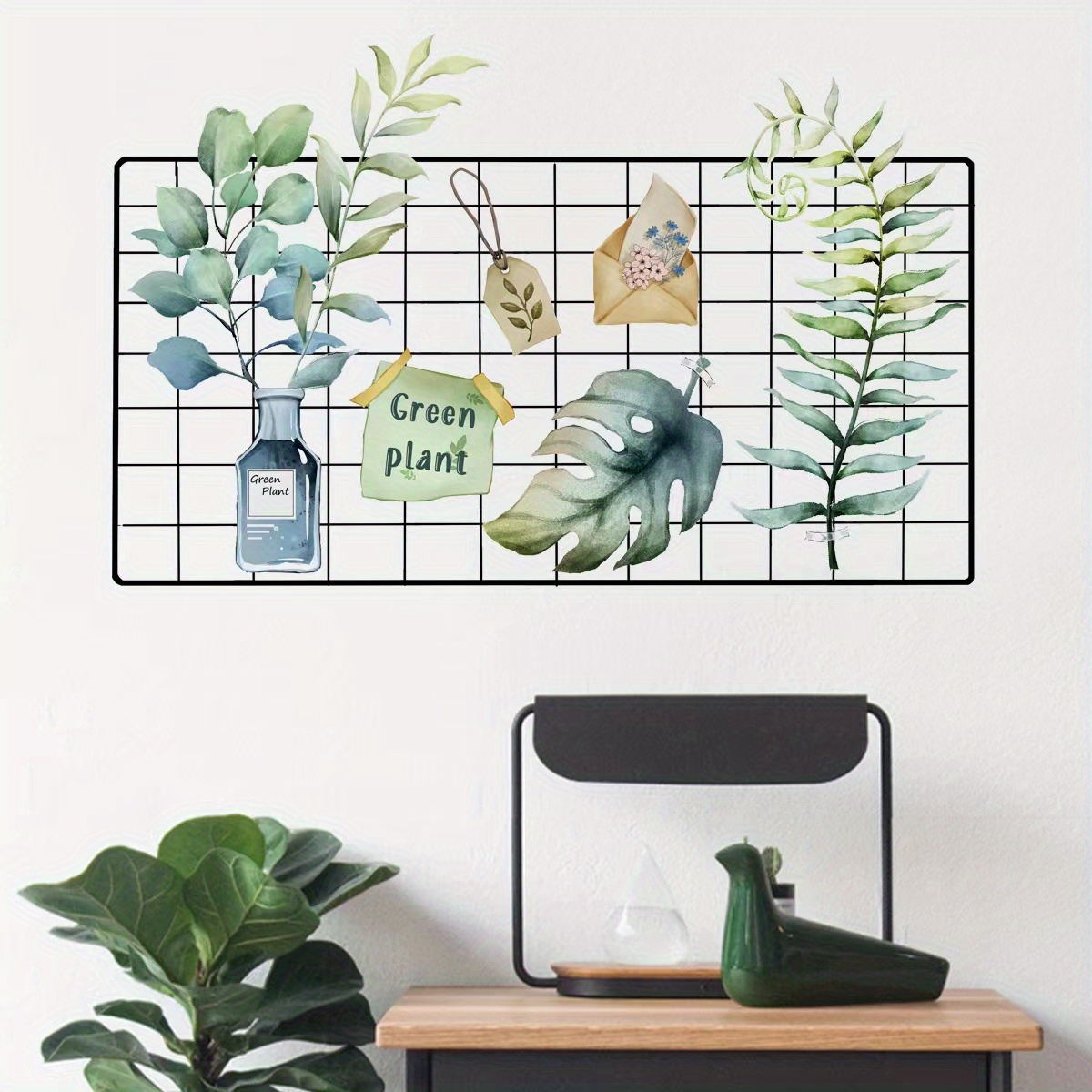 lattice green leaves living room bedroom background wall - Temu Australia