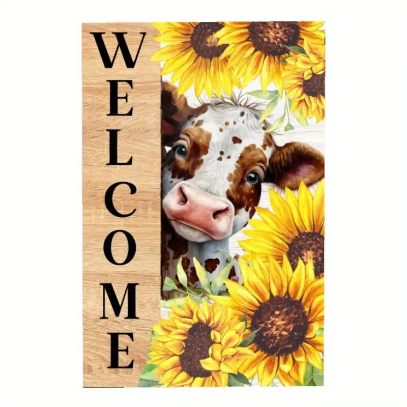 Welcome Sunflower Cow Garden Flag Cow Sunflower Yard Flag - Temu Welcome Sunflower Cow Garden Flag Cow Sunflower Yard Flag - Temu