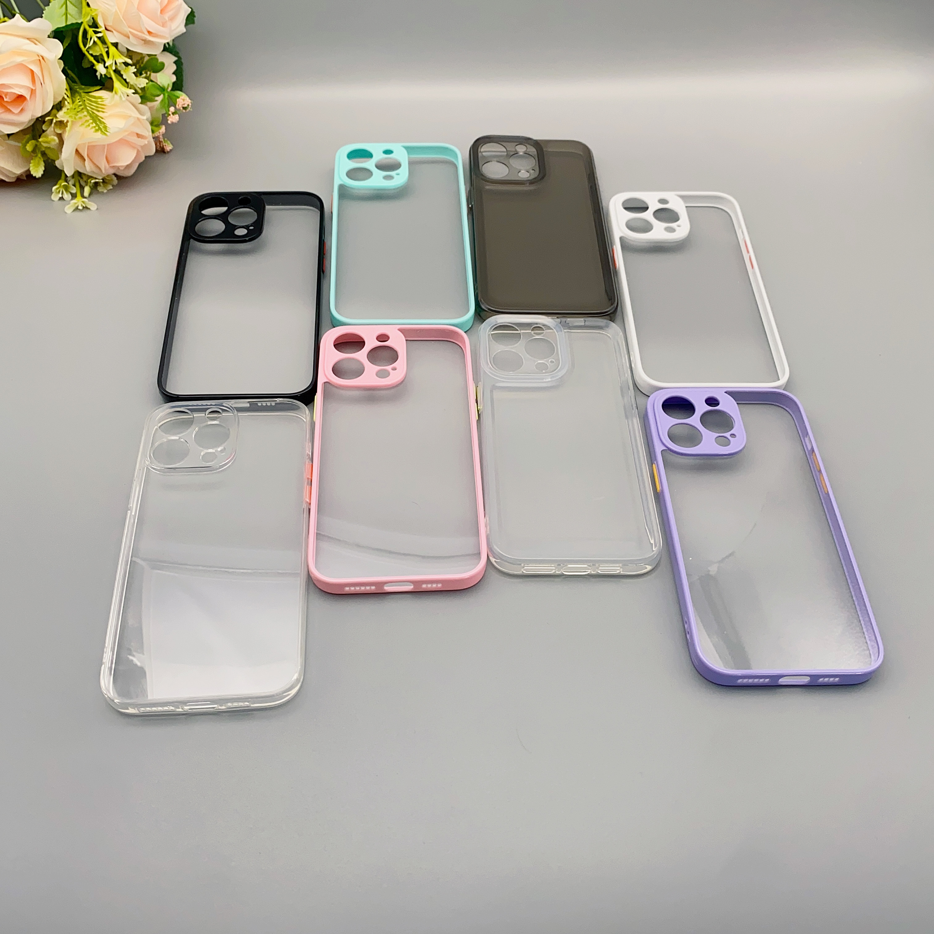 전화 실리콘 전화 케이스 전체 화면 케이스 충격 방지 초박형 투명 전화 케이스 주황색 버튼 Iphone 12 Temu