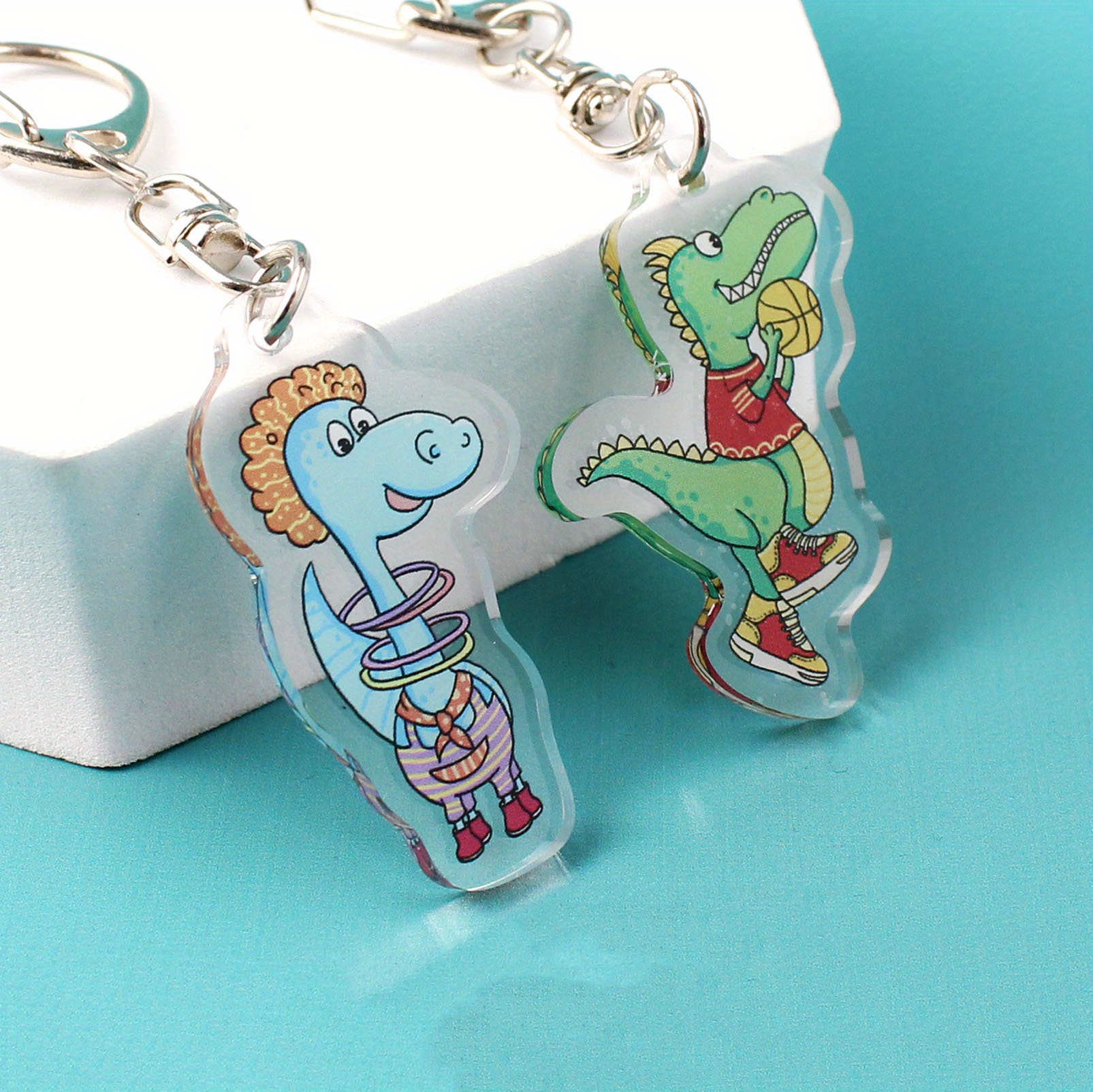Cartoon Dinosaur Keychain Cute Animal Acrylic Key Ring Purse - Temu Norway