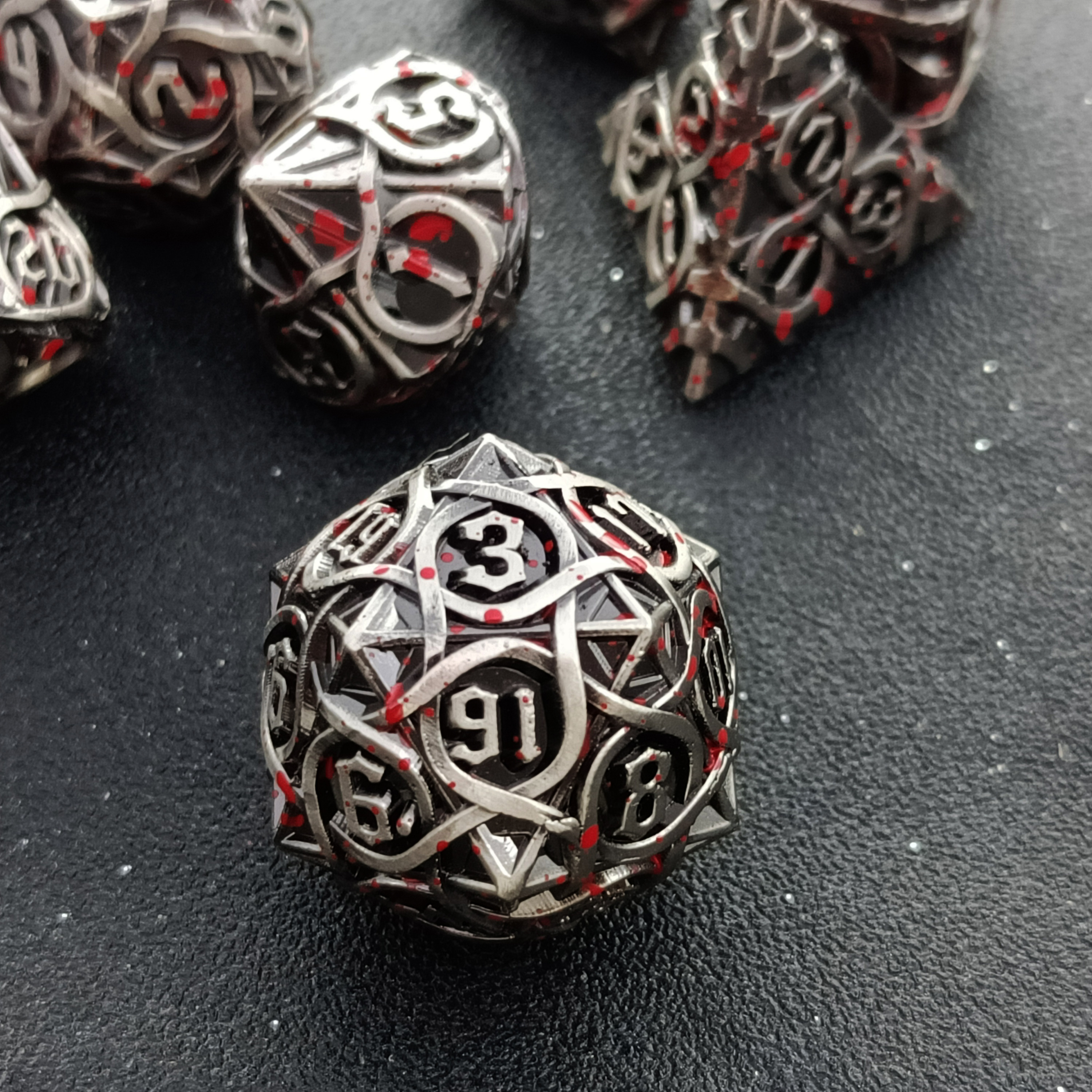 Metal Dice Set Blood Polyhedral Rpg Dice Gift - Temu