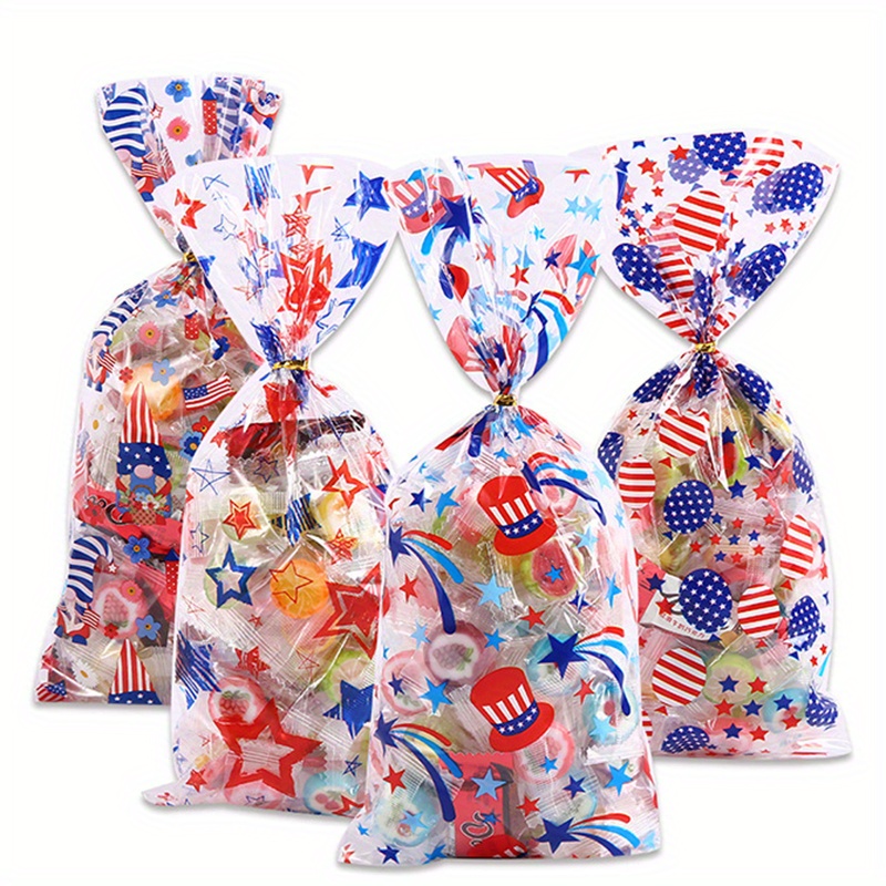 50pcs American Flag Print Gift Bags Perfect For Independence Day Candy ...