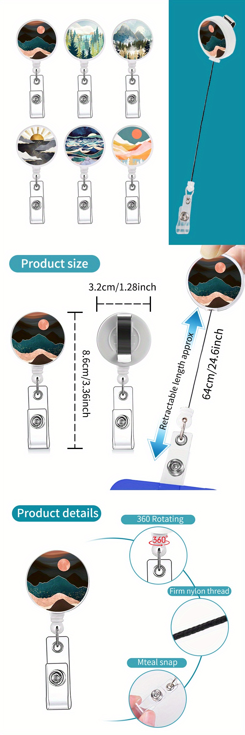 retractable le key ring strap clip acrylic - {region_name}